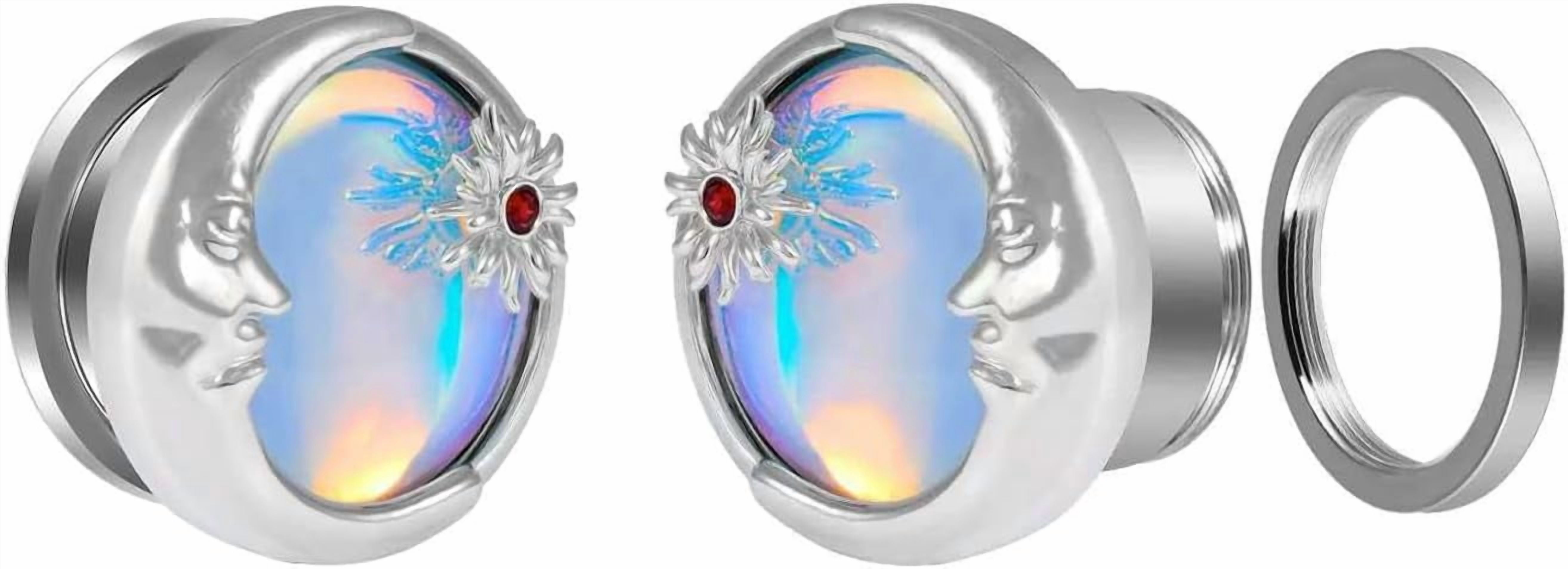 Punk Moon Sun Ear Tunnels Plugs Expander Gauges Stretcher Screw ...