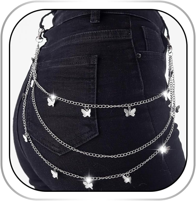 Punk Pants Chain Hip Hop Body Chain Butterfly Jeans Chain Layered ...