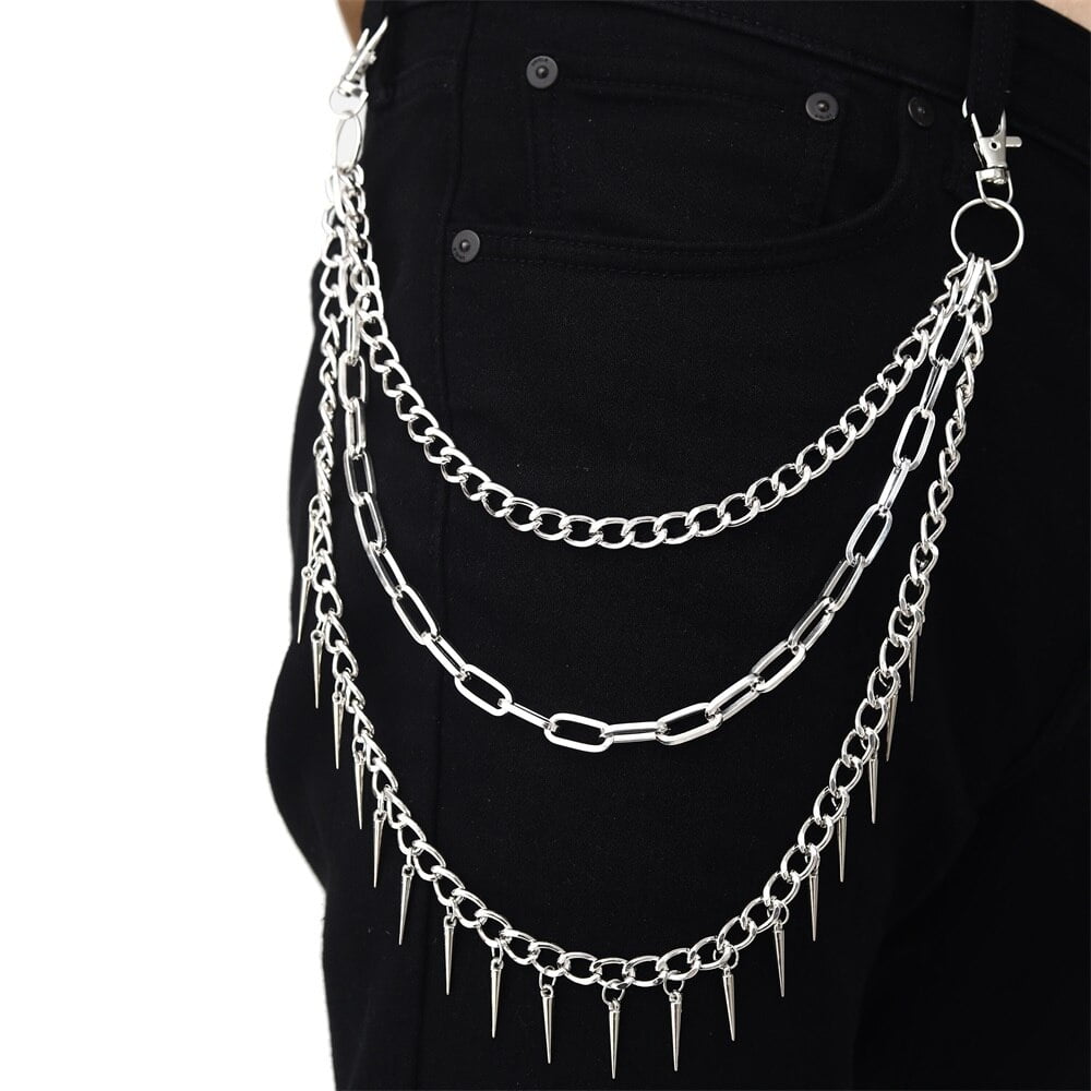 Punk Pants Chain Pentagram Keychains for Men Women Jean Trouser Biker ...
