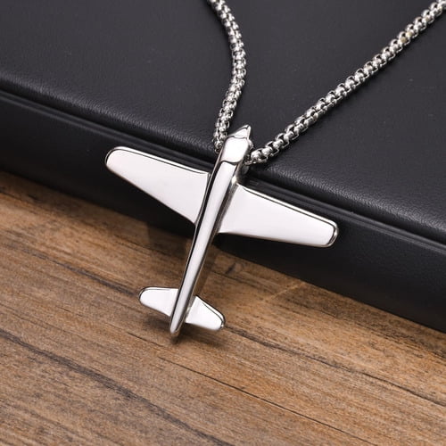 Punk Plane Pendant Necklaces, Chunky Stainless Steel Air Fo - Walmart.com