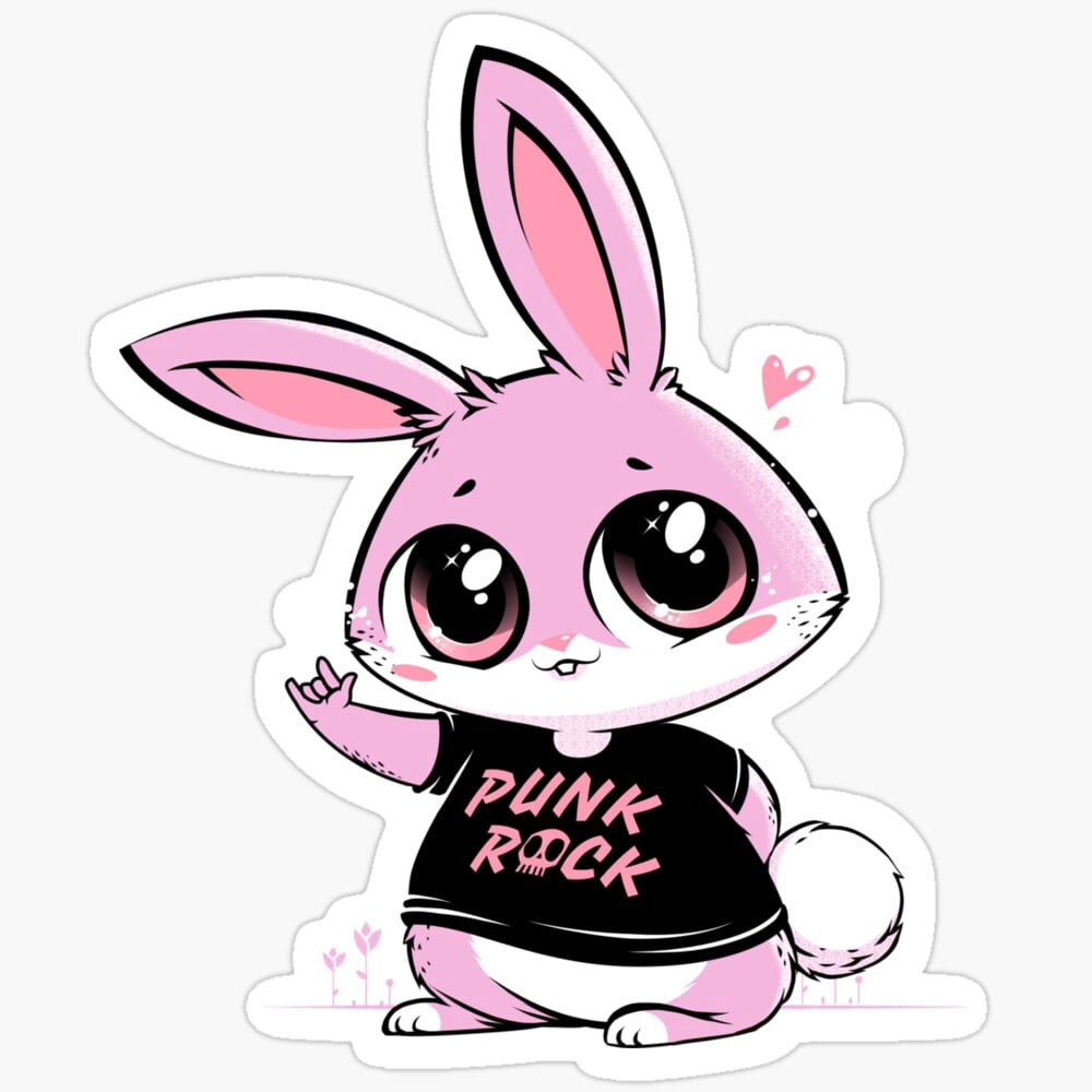 Punk Rock Bunny Sticker Phone Decal Water Bottle Stickers Car Decals ...