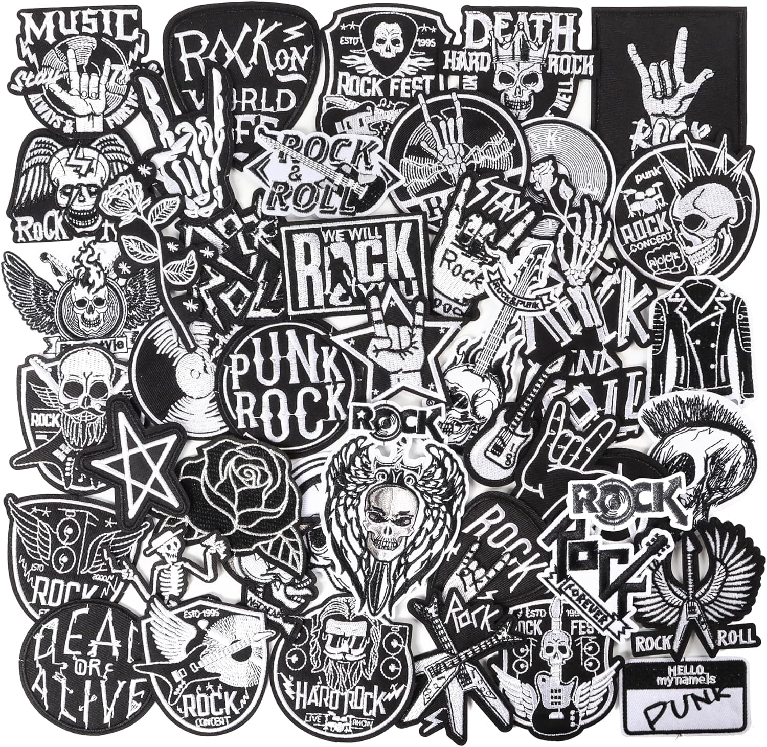 Punk Rock Iron On Patches for Jackets: 45Pcs Dark Goth Patch for DIY ...