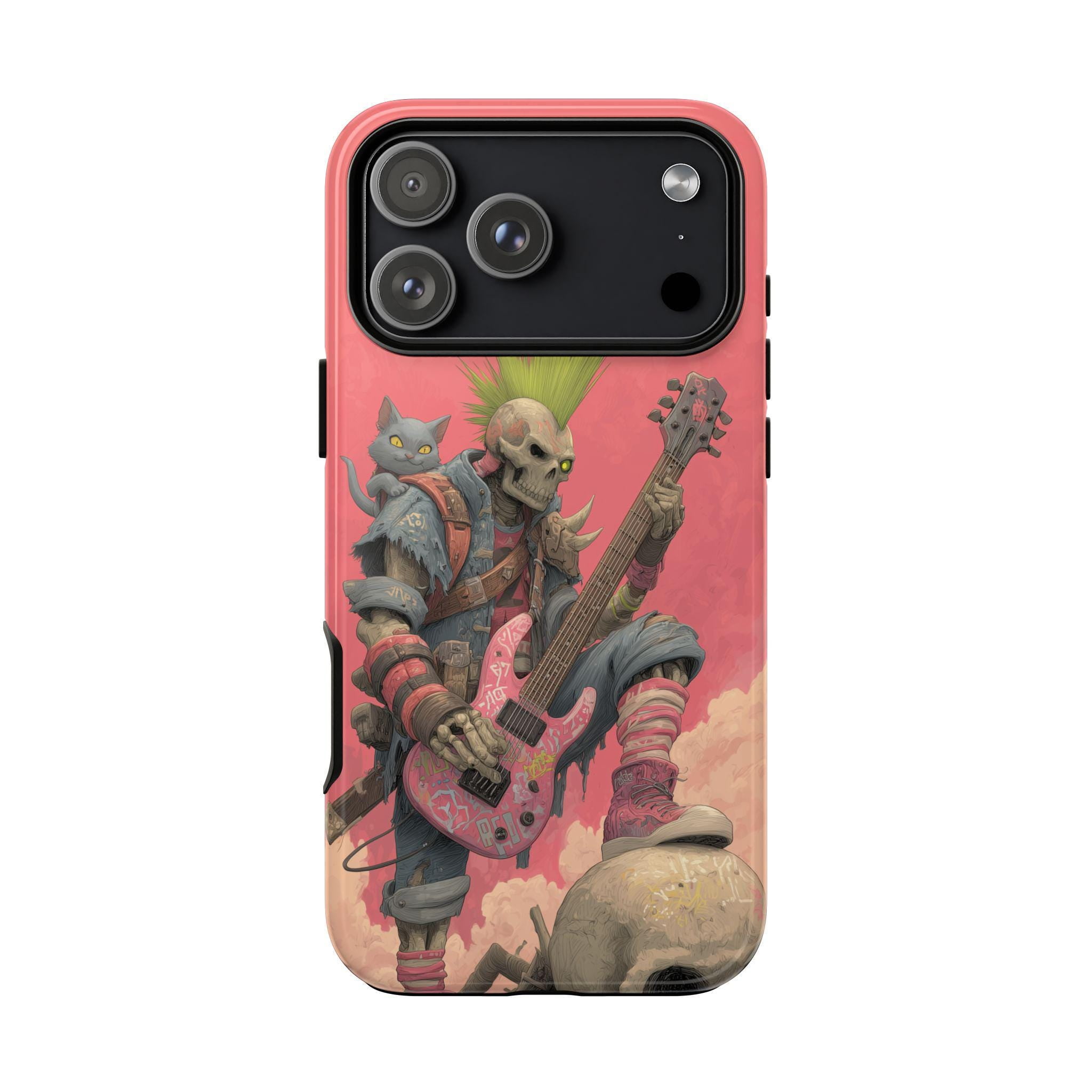 Punk Rock Lich Bone Helm Mohawk Guitar Rebel Art Phone Case with iPhone ...