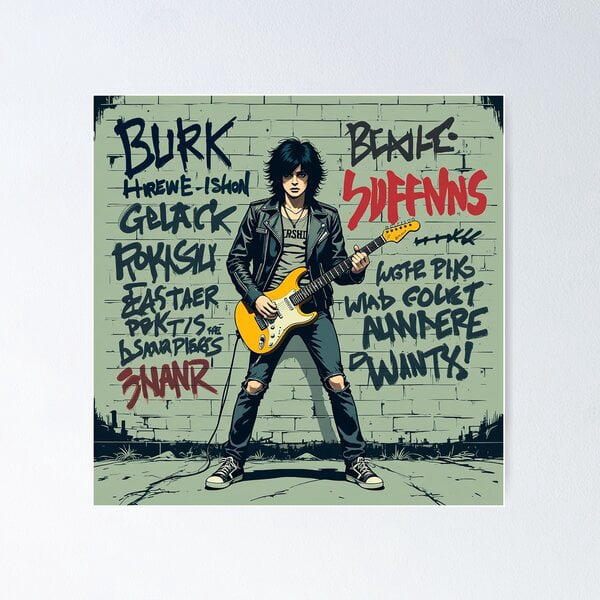 Punk Rock Old School Poster Wall Art, Modern Wall Decor For Living Room ...