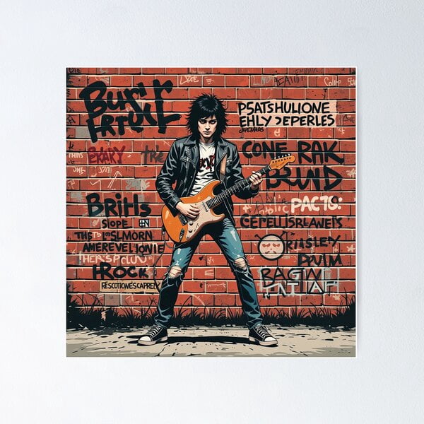 Punk Rock Old School Poster Wall Art, Modern Wall Decor For Living Room ...