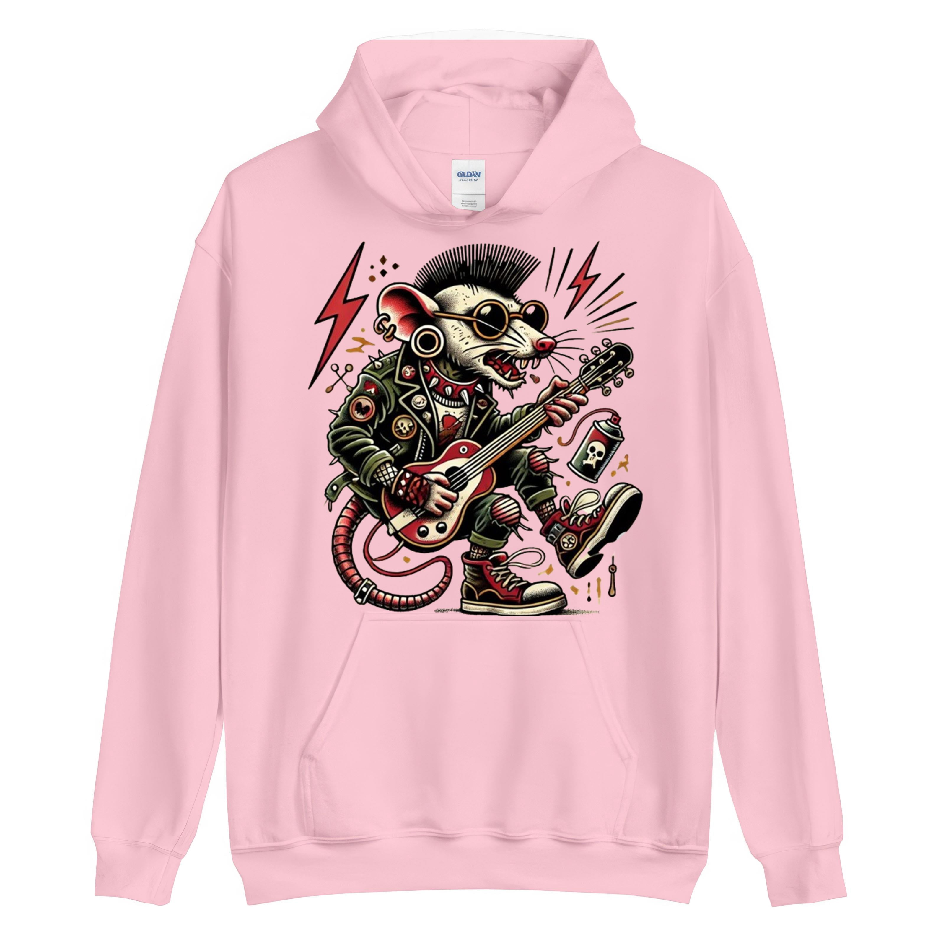 Punk Rock Rat Illustration - Edgy Guitar Rebel Street Art Shirt-C ...