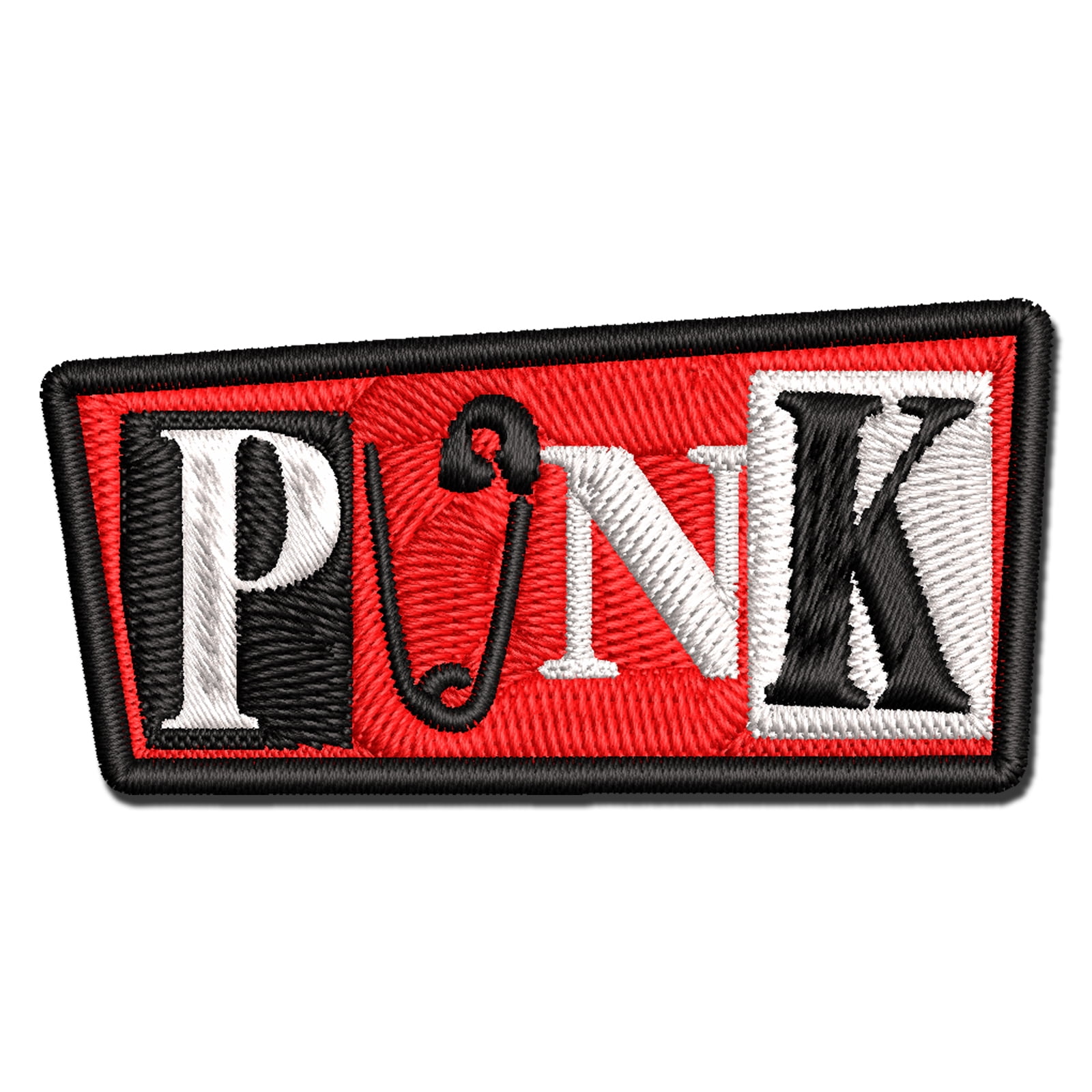 Punk Rock Safety Pin Applique Multi-Color Embroidered Hook & Loop Patch ...