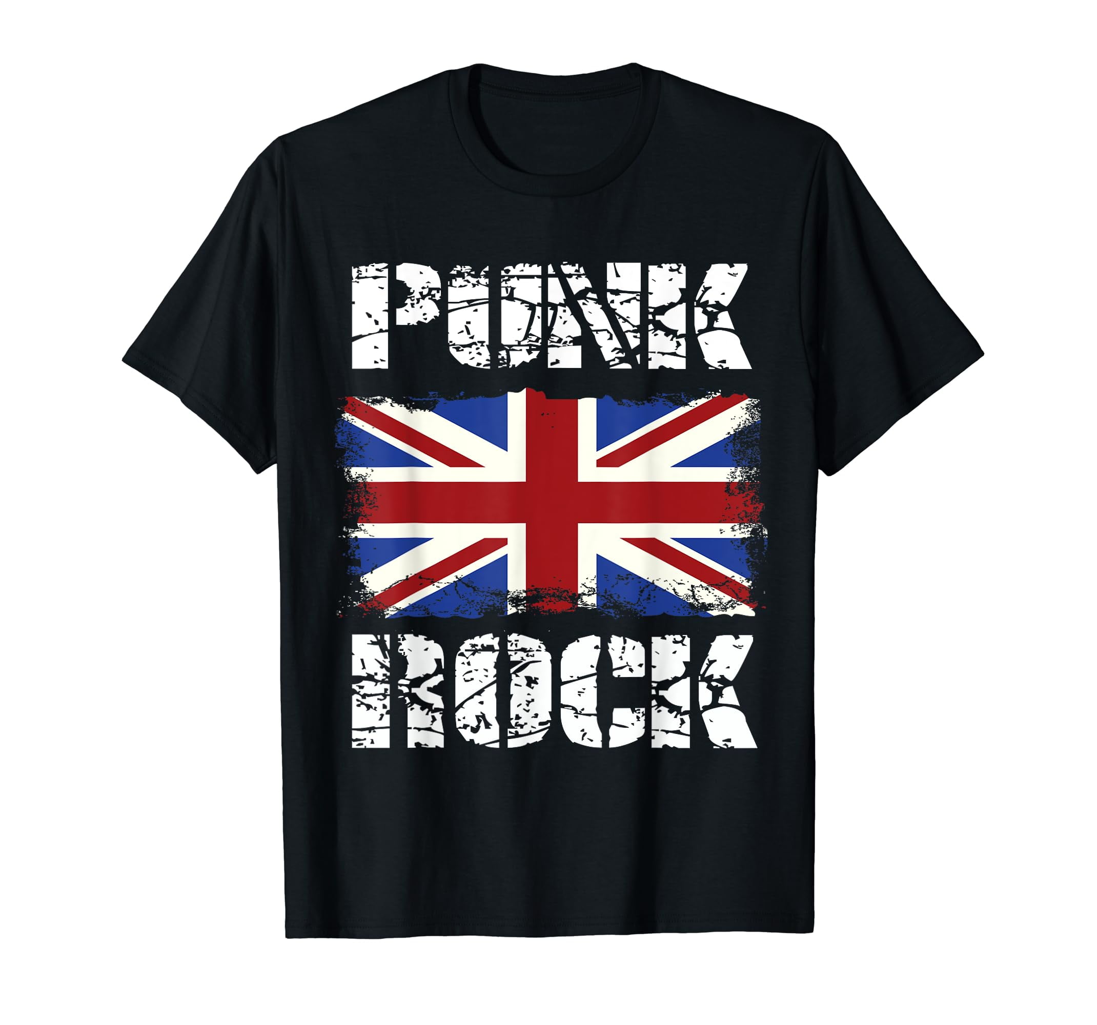 Punk Rock T-Shirt Vintage UK Flag Concert Music British Tee - Walmart.com