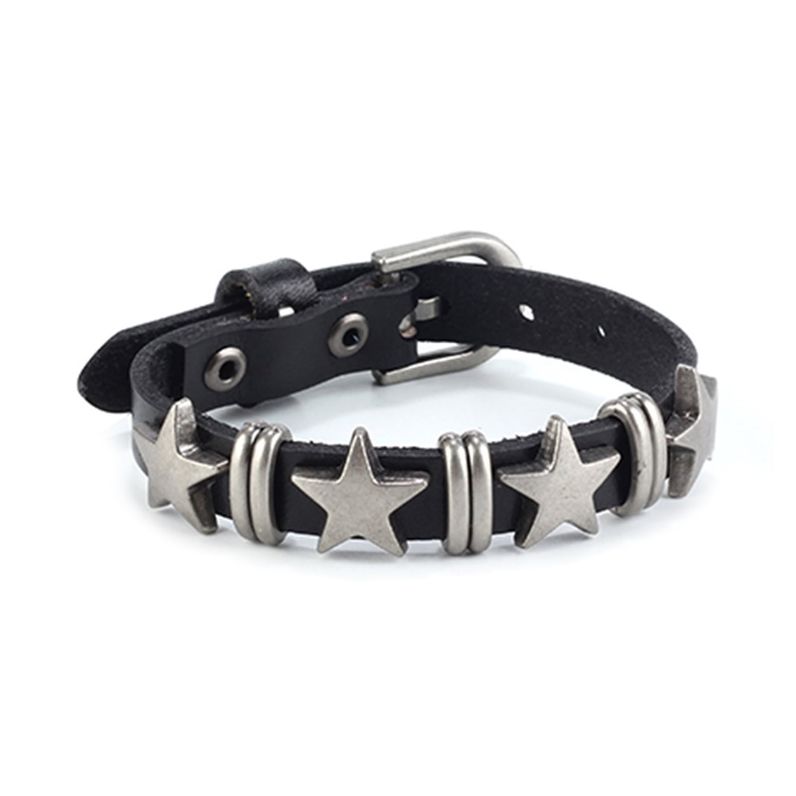 Punk Rock Wrap Star Leather Vintage Star Spiker Rivet Gothic Wide Cuff ...