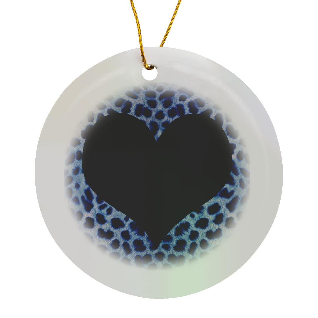 3drose, Punk Rockabilly Blue Cheetah Animal Print Black Heart, Circle ...