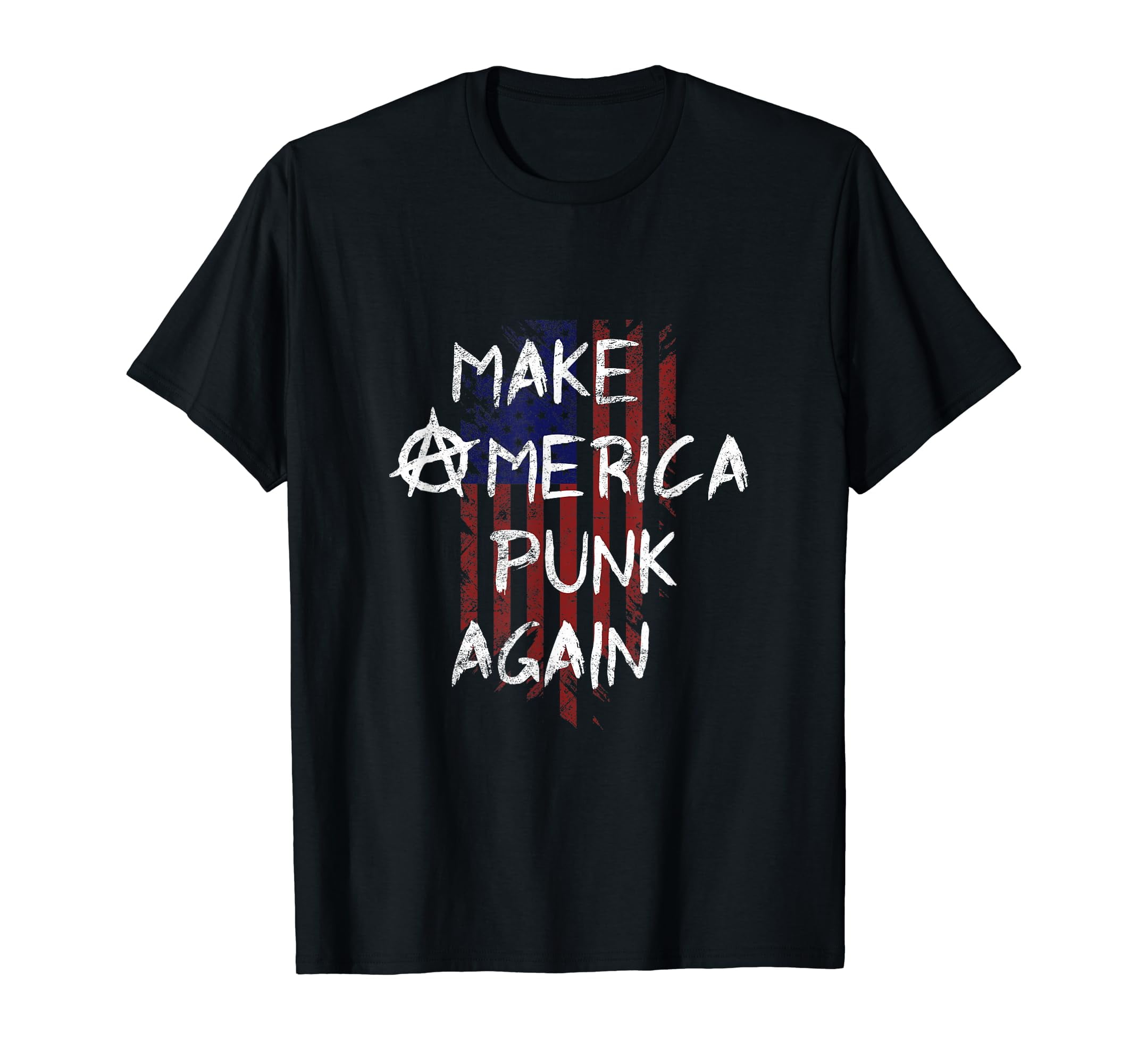 Punk Rocker 80s Design With Make America Punk Again Flag Black T-Shirt ...