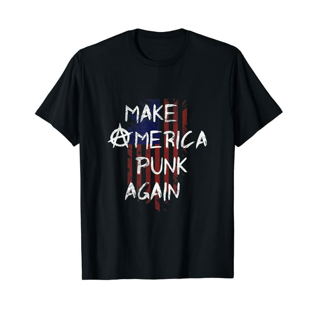 Punk Rocker 80s Design With Make America Punk Again Flag Black T-Shirt ...