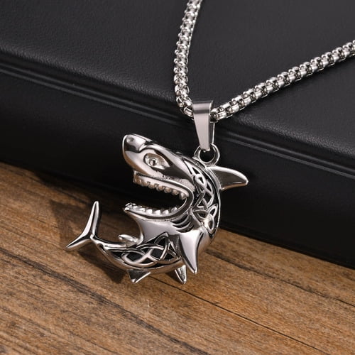 Punk Shark Necklaces For Men, Bold Sea Animal Vicious White - Walmart.com
