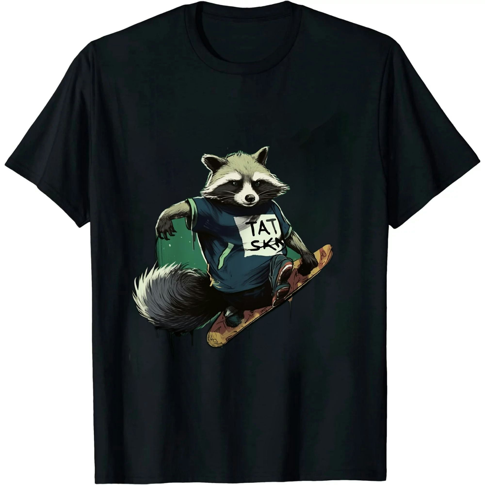 Punk Skater Raccoon Skate Fast Eat Trash Panda Skateboarders T-Shirt - Walmart.com