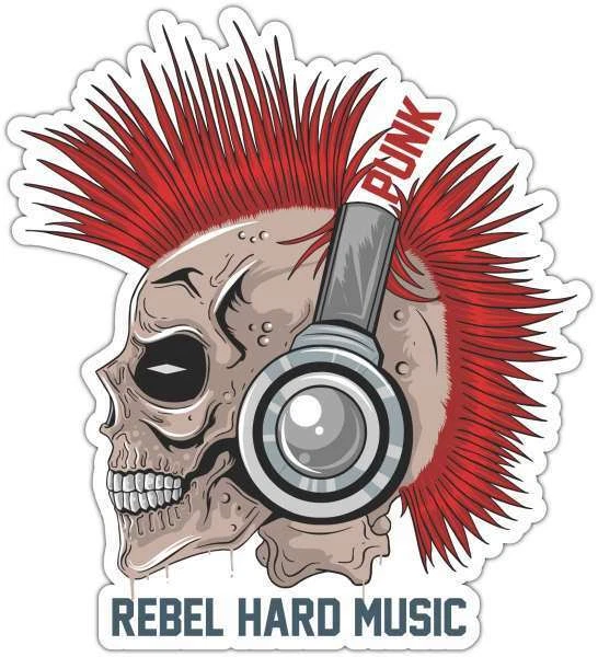 Punk Skull Rebel Hard Music Headphones Car Stickerphone Decal Water ...