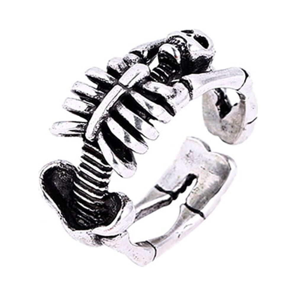 Punk Skull Skeleton Open Adjustable Ring for Women Stacking Statement ...