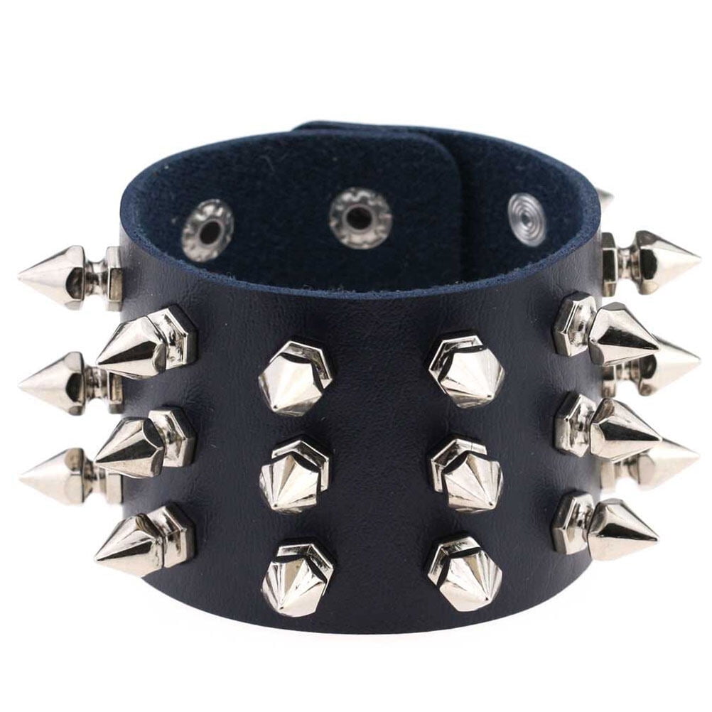 Punk Style Bracelet Alternative Bangle Three Row Cuspidal Spikes ...