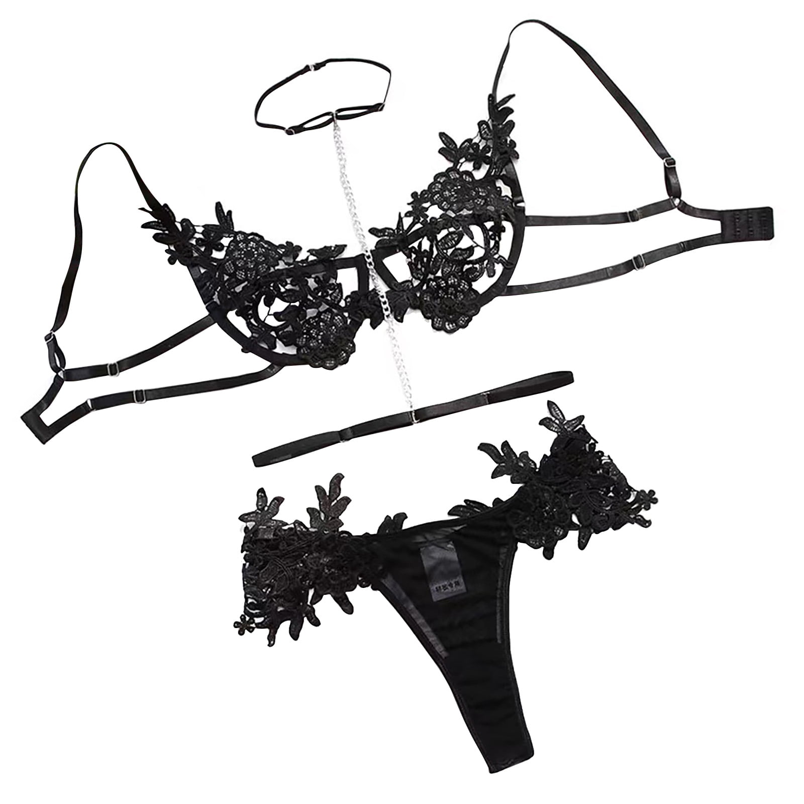 Punk Style Metal Chain Passion Outfit Cute Embroidery Three Point Cute
