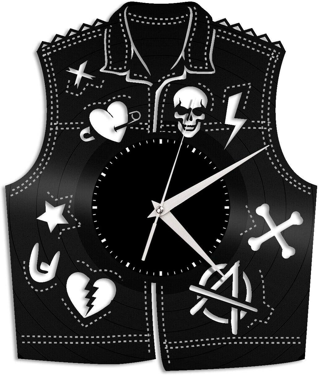 Punk Style Vinyl Wall Clock,Vinyl Record Clock Wall Art Black Handmade ...