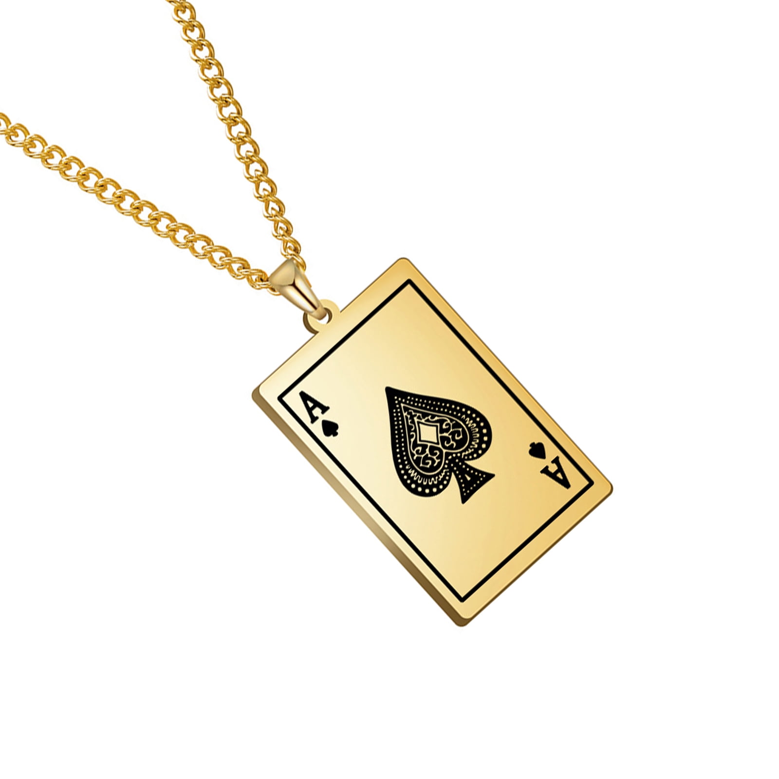 Punk Styles Spades Card Necklace Stainless Steel Texture Pendant ...