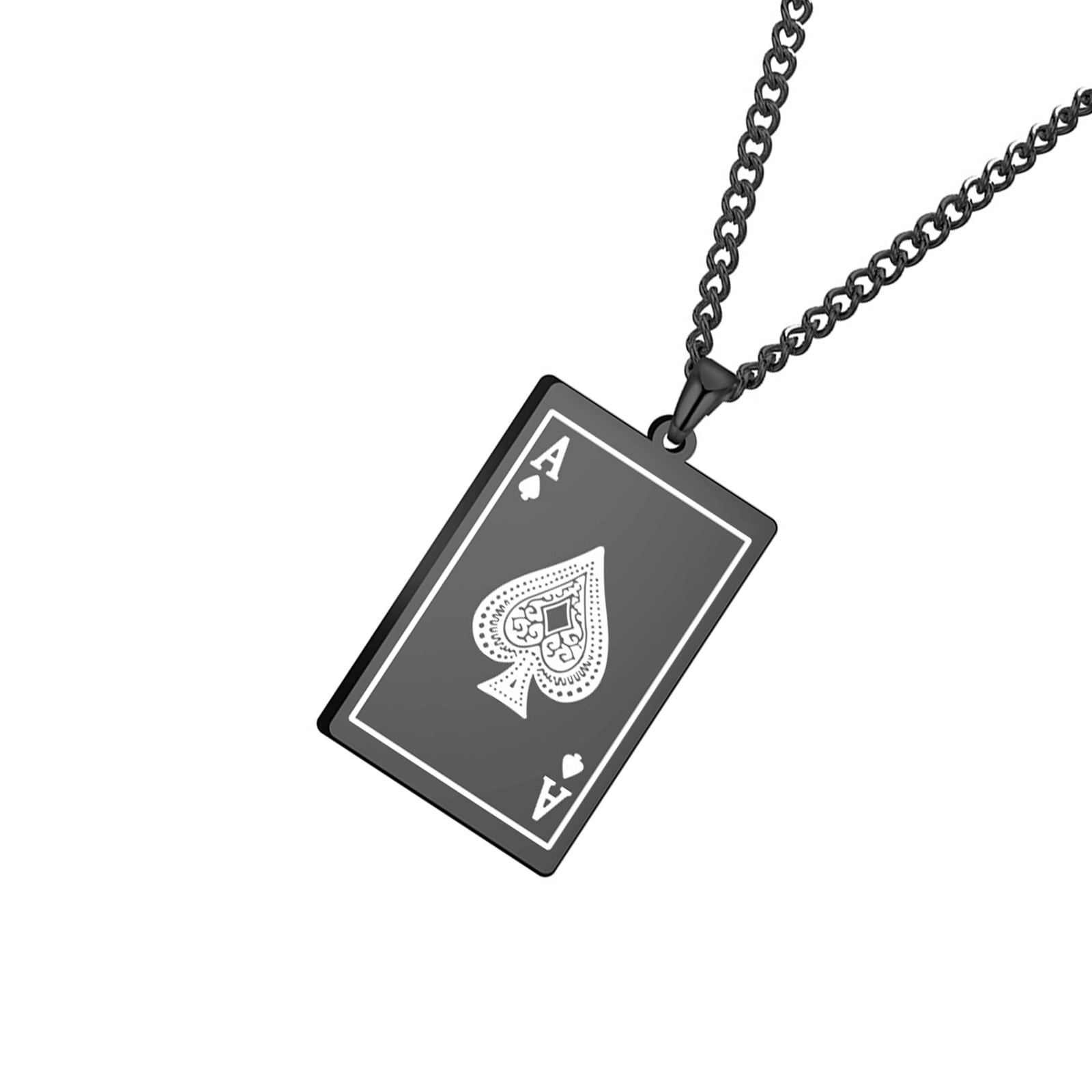 Punk Styles Spades Card Necklace Stainless Steel Texture Pendant ...