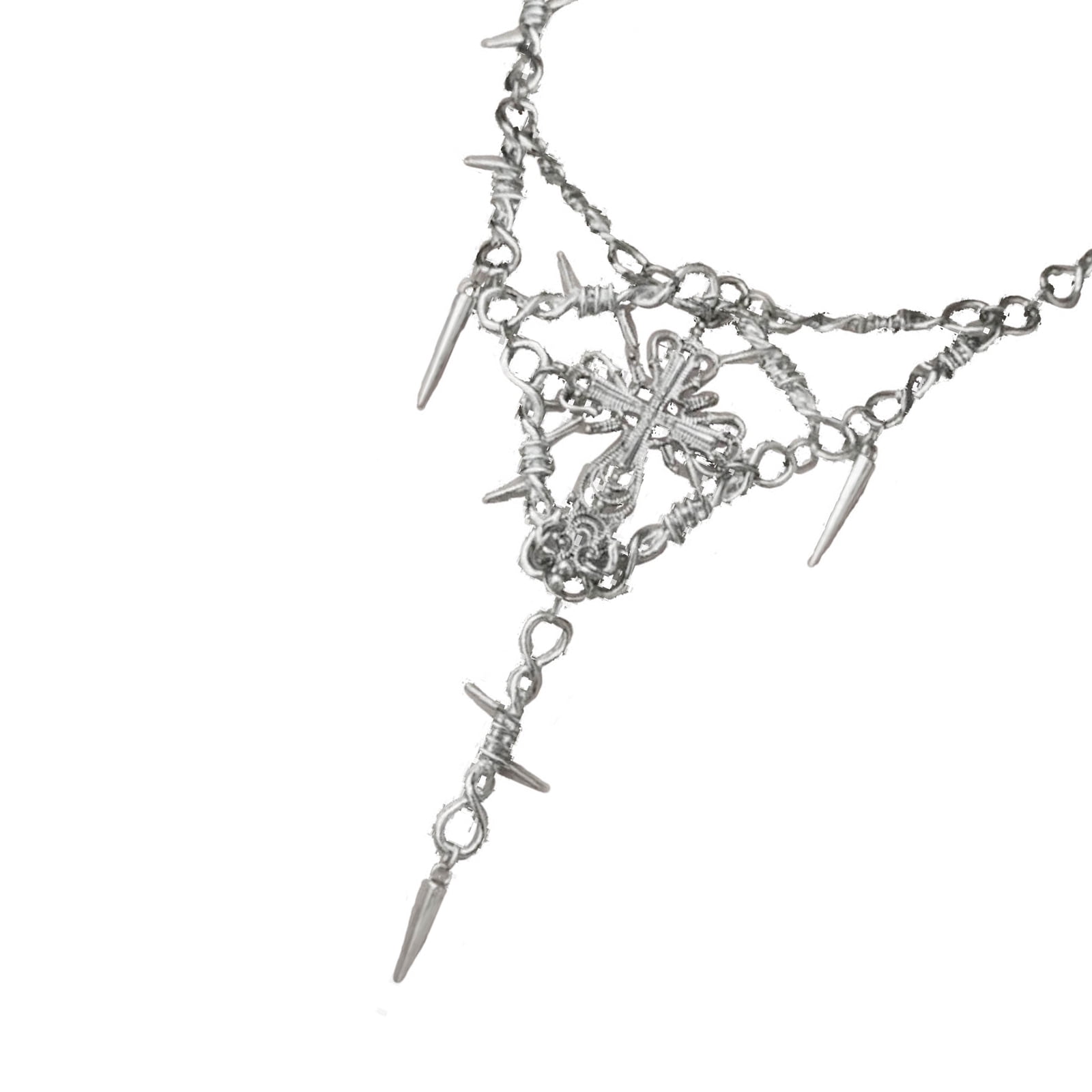 Punk Thorns Stab Collar Metal Chain Safety Spur Necklace Hiphop Rock ...