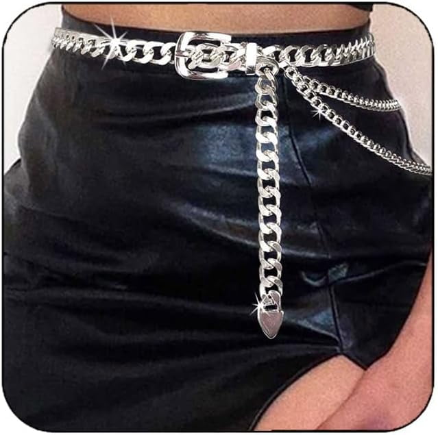 Punk Waist Chain Gold Metal Belt Layered Body Chains Harness Heart ...