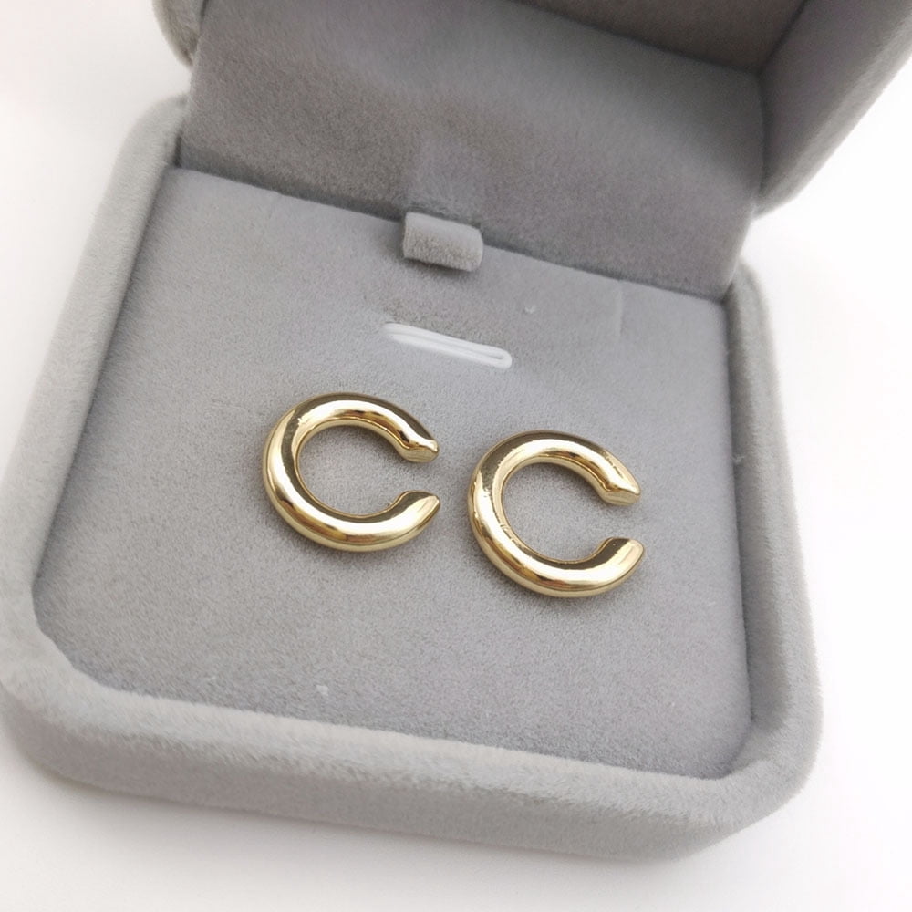Punk asymmetric metal ear clip double round ear clip women C type ear ...