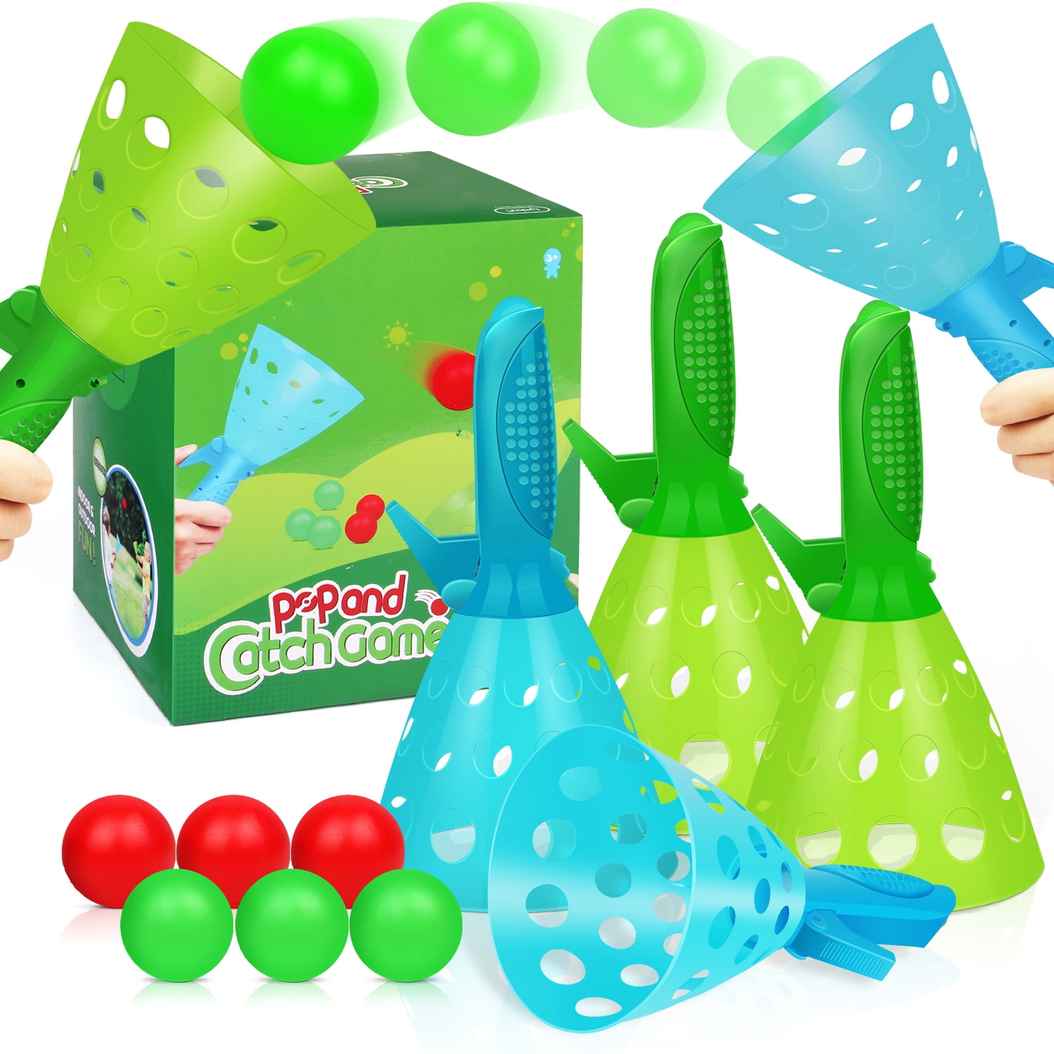 Punkdog Kids & Adults Fun Toss Game, 4 Launcher Baskets & 6 Balls ...