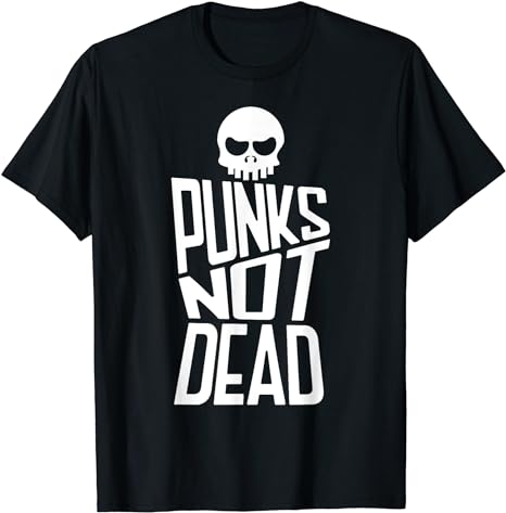 Punks Not Dead Skeleton Music Skull Aesthetic Subculture T-Shirt ...