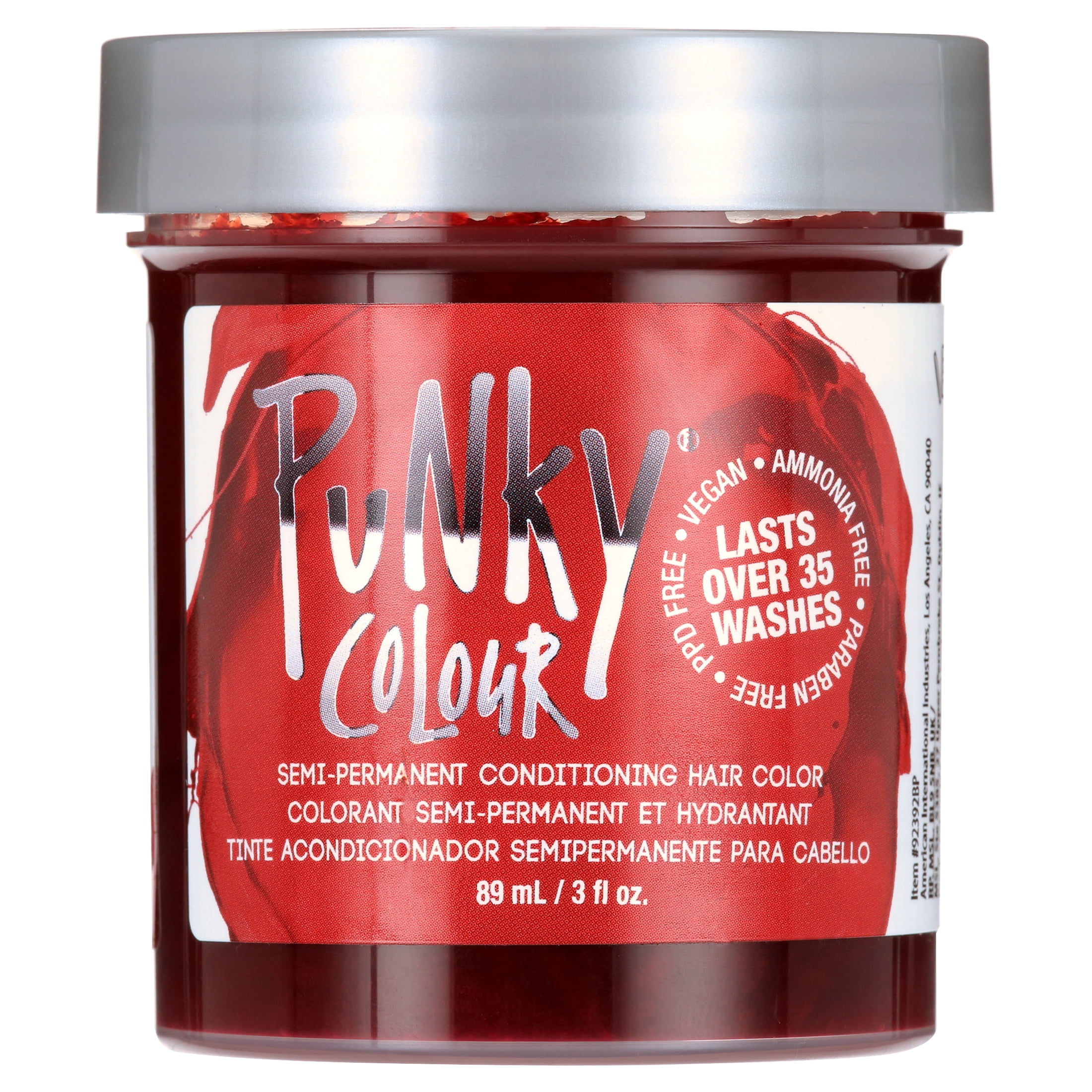 Punky Colour Unisex Semi-Permanent Hair Dye Color, Vermillion Red, All ...