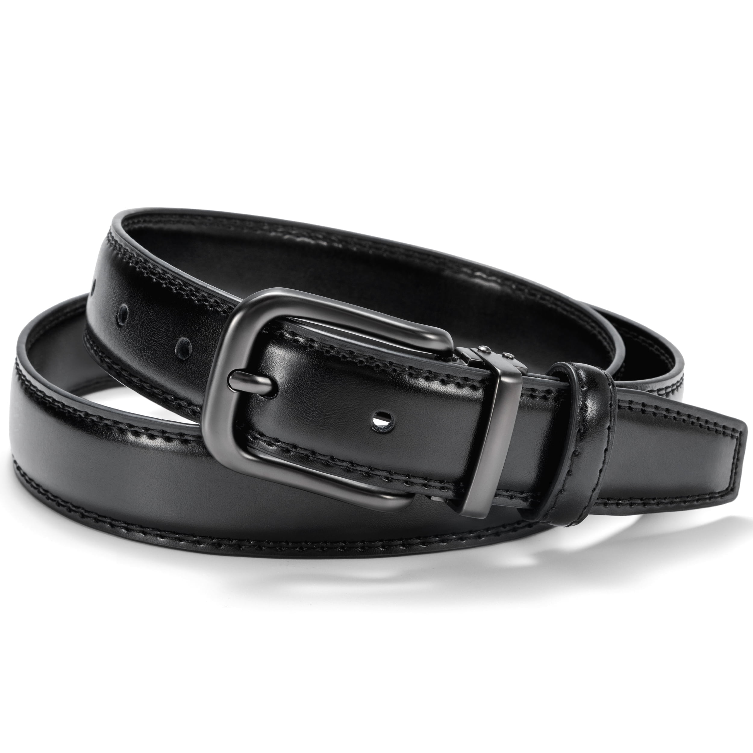 Punplita Men Black Belt Leather Office Commute Business Casual Wear ...