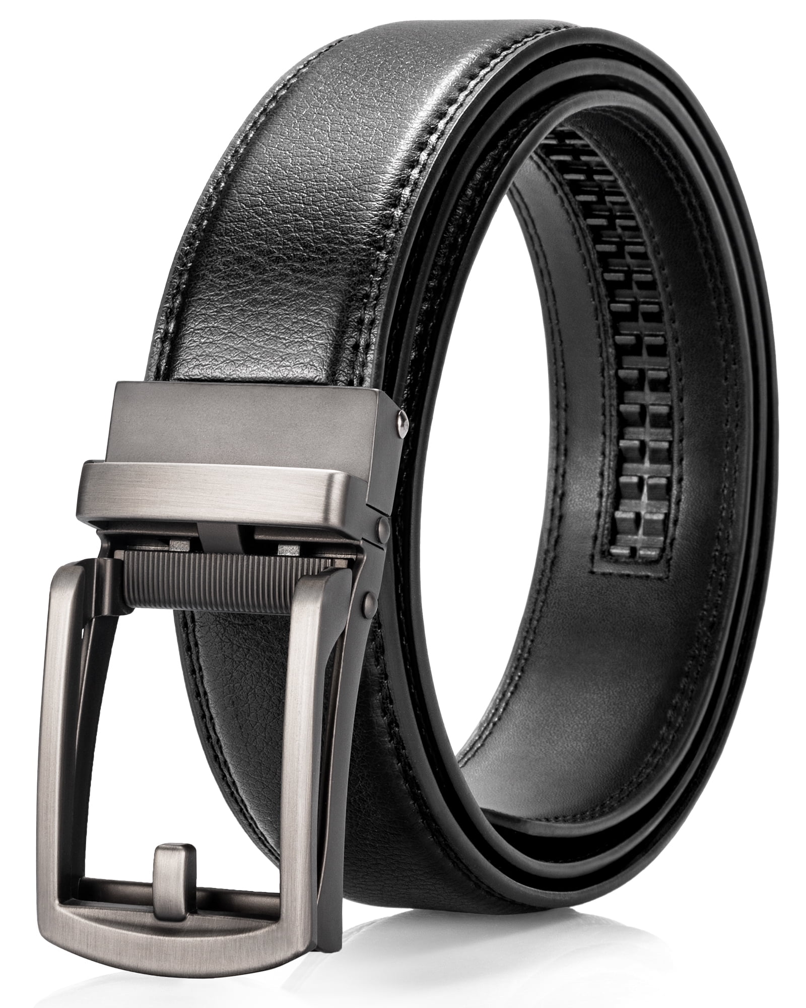 Punplita Mens Leather Belts Automatic Ratchet Buckle Slide Belt for Men ...
