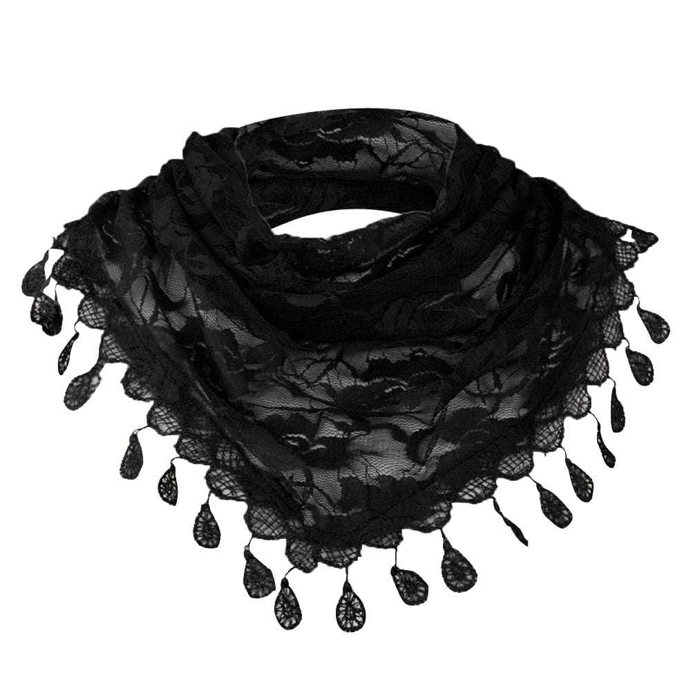 Puntoco Clearance Women Lace Tassel Rose Floral Hollow Scarf Shawl Lady ...