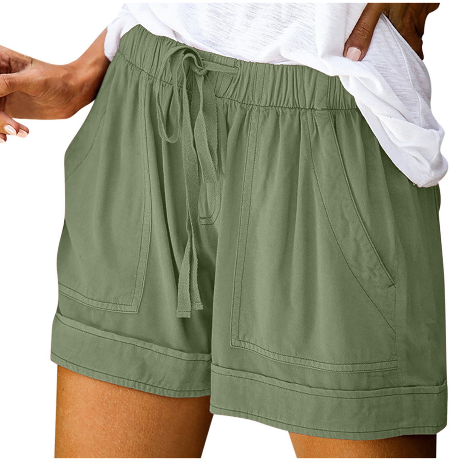 Puntoco Clearance Womens Drawstring Shorts Summer Elastic Waist Casual ...