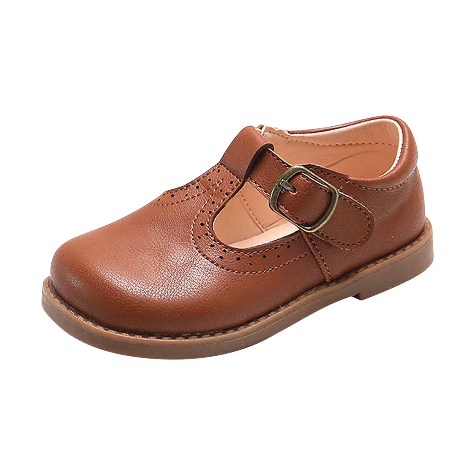 Puntoco Girls School T-Strap Uniform Dress Shoes Oxford Leather Flats ...