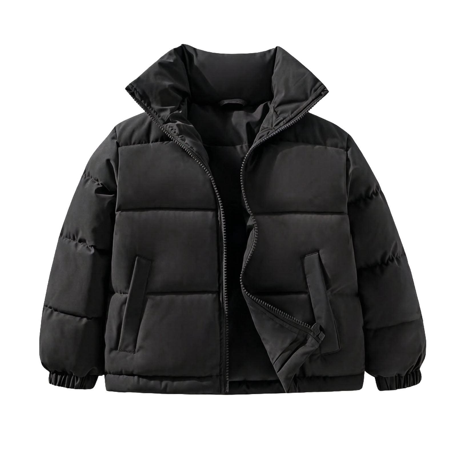 Puntoco Kids Puffer Jacket High Stand Collar Zip-Up Quilted Winter Coat ...