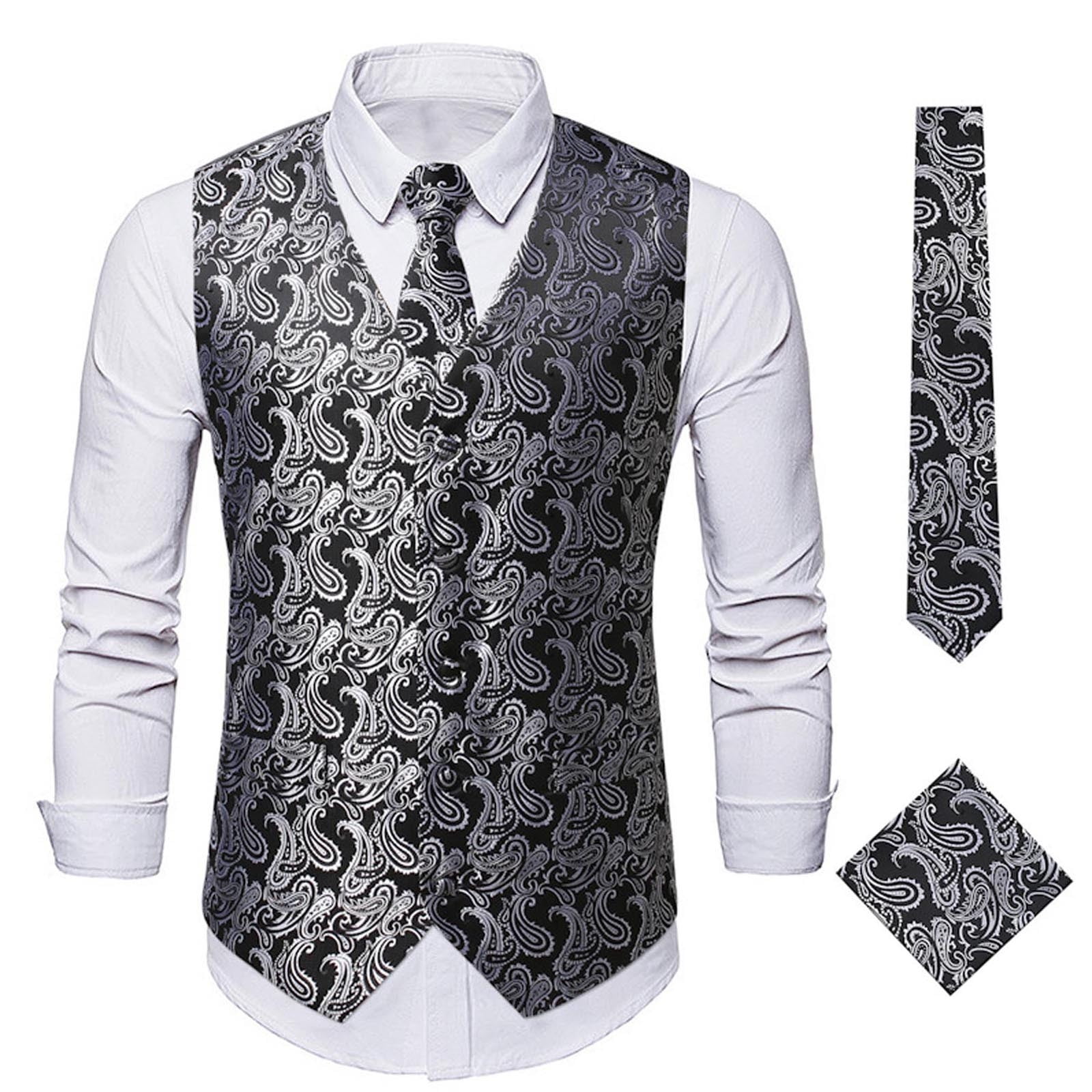 Puntoco Men's Suit Vests, Mens Vests Dress Waistcoat for Suit or Tuxedo ...