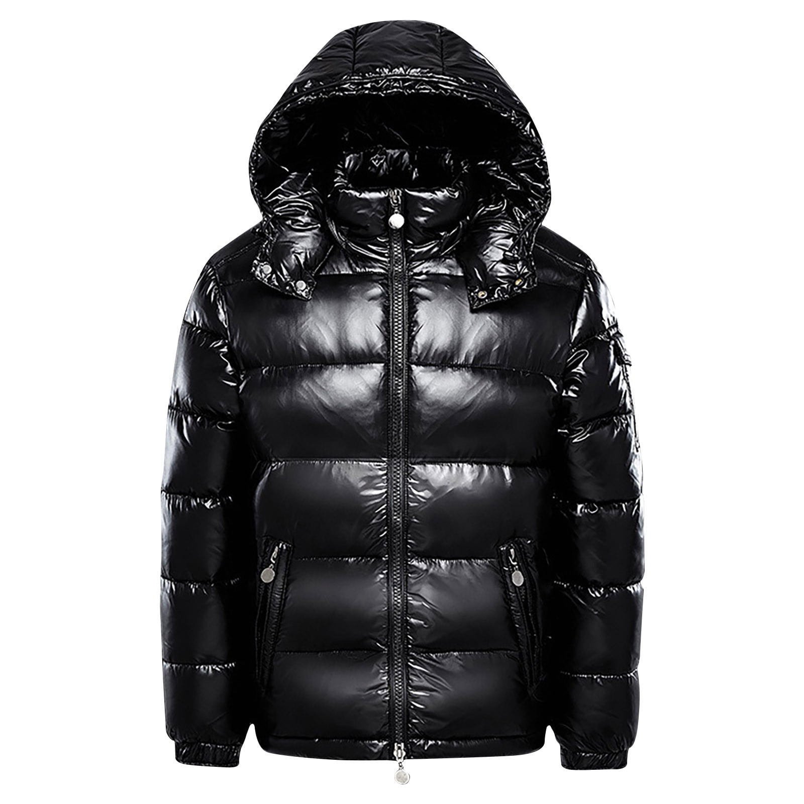 Puntoco Men's thermal Shiny Hooded Puffer Jacket Winter Coats Water ...