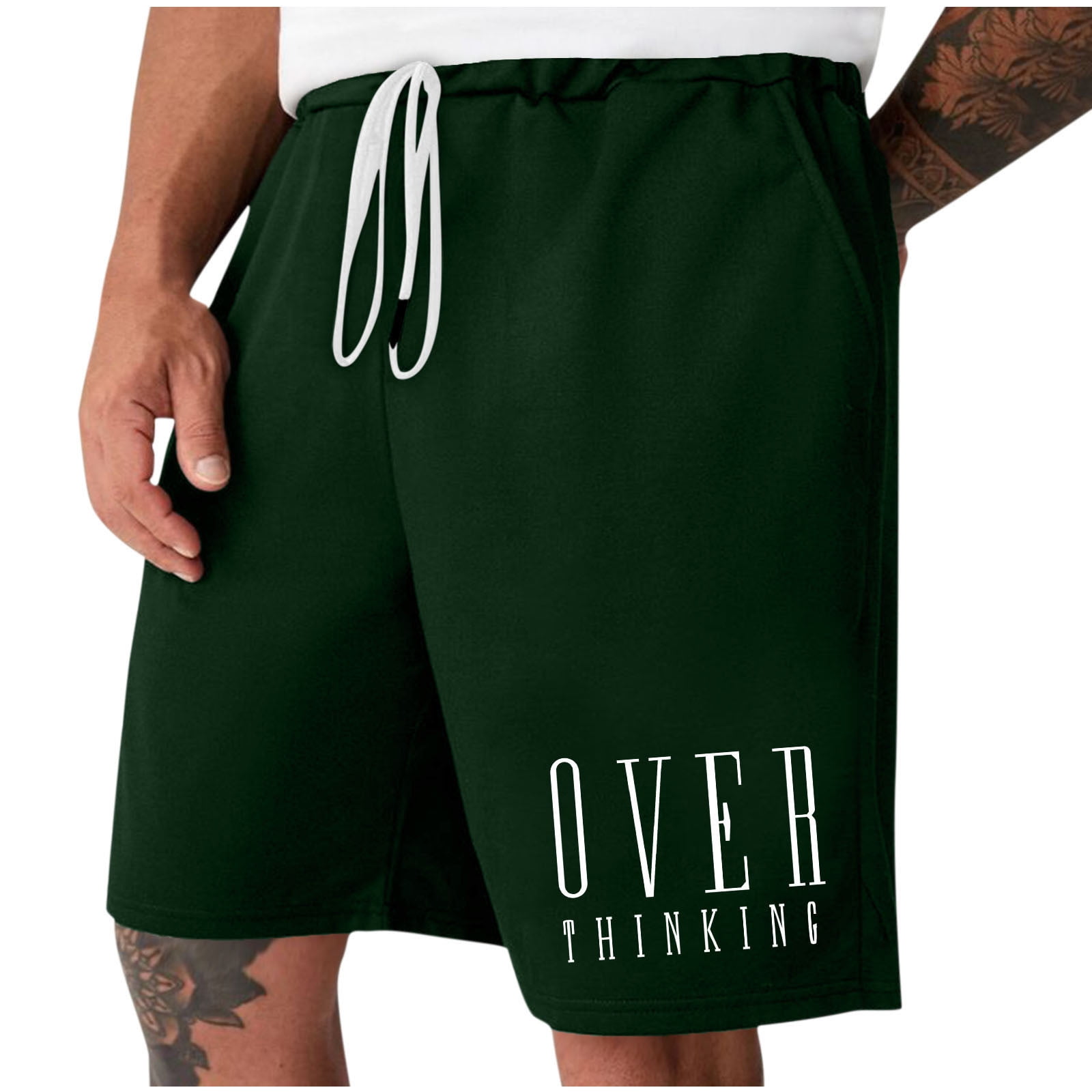 Puntoco Men short pants Clearance Men's Lace-up Elastic Waist Pocket ...
