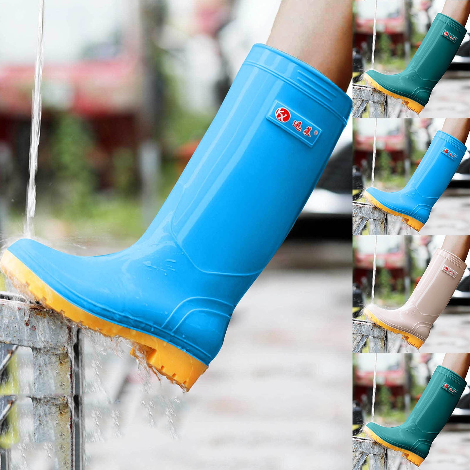 Puntoco Rain Boots for Women, Waterproof Ladies Tall Knee High Rubber ...