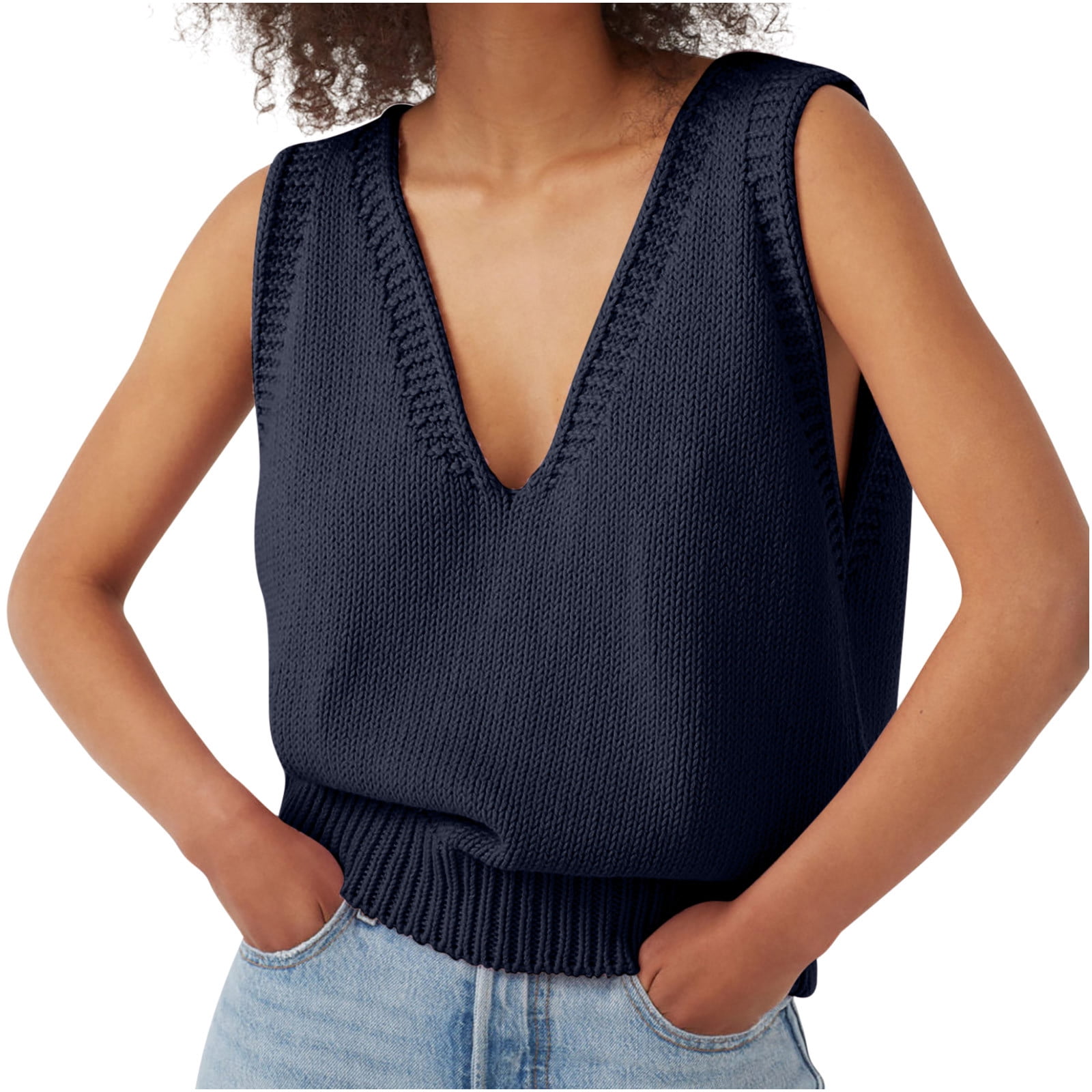 Puntoco Summer Vest for Women Women Color V-neck Vest Sleeveless Vest ...