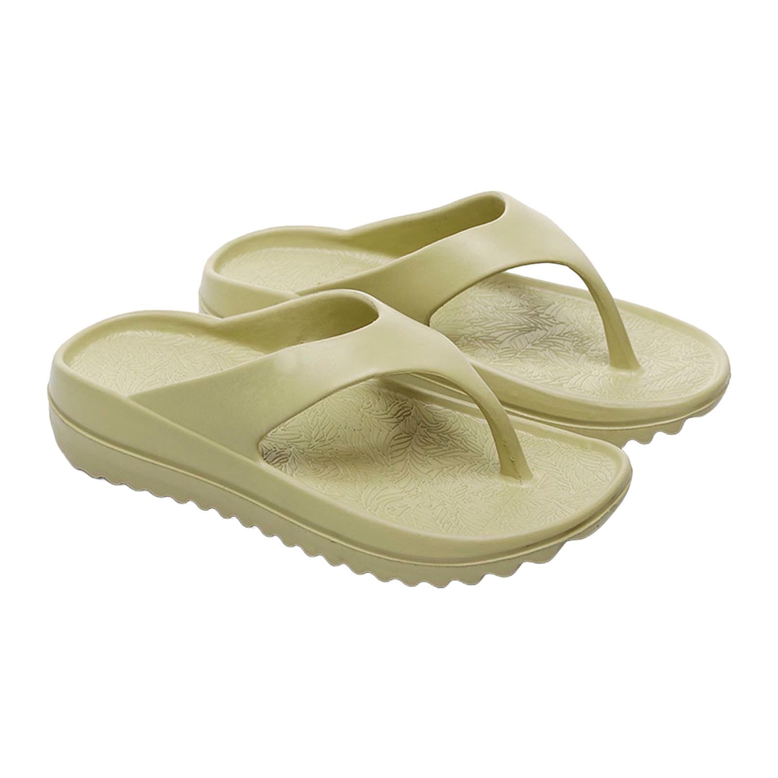 Puntoco Women's Elastic Lace-Up Slip On Platform Wedge Flip Flop Round ...