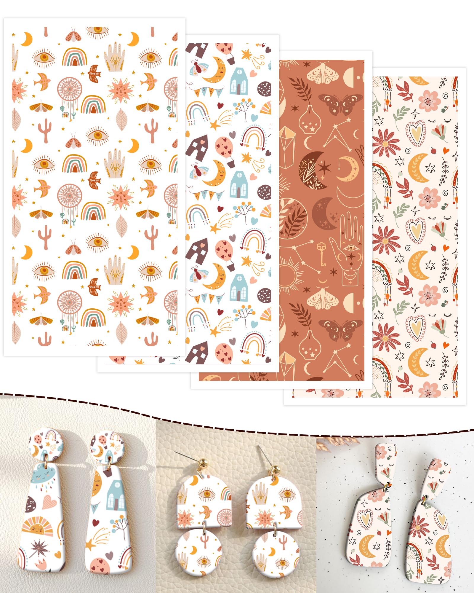 Puocaon Polymer Clay Transfer Paper - Boho Rainbow Transfer Paper for ...