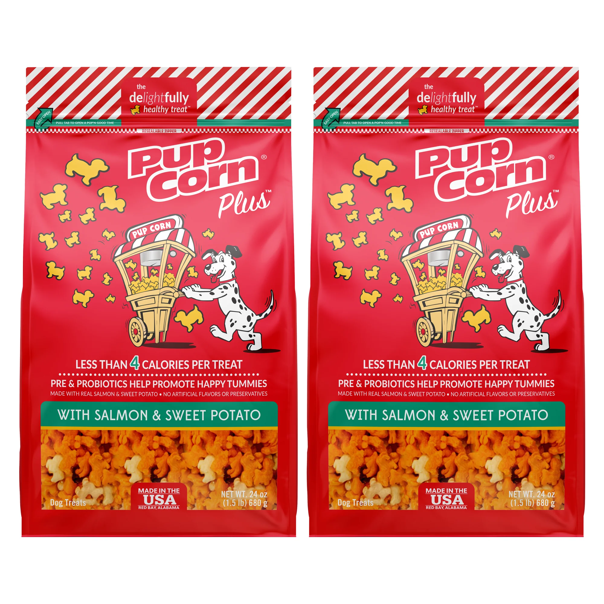 Pup Corn Plus with Salmon and Sweet Potato Puffed Dog Treats - 24 oz (2 ...