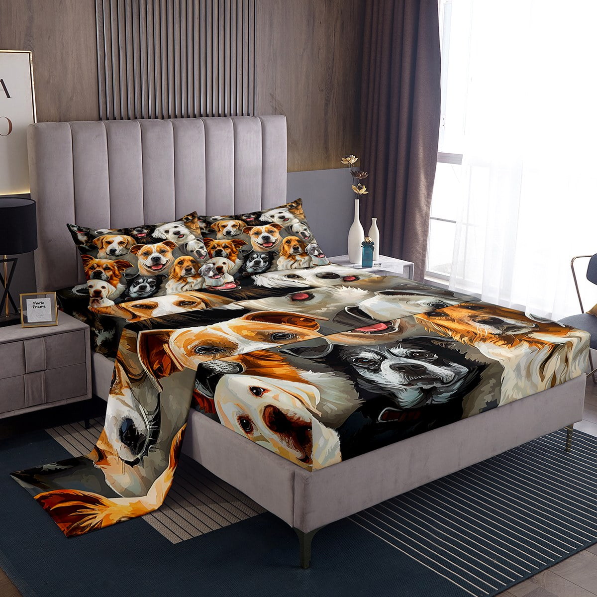 Pup Dogs Bed Sheets Set Cute Puppy King Sheet Set,Pet Animal Sheets ...