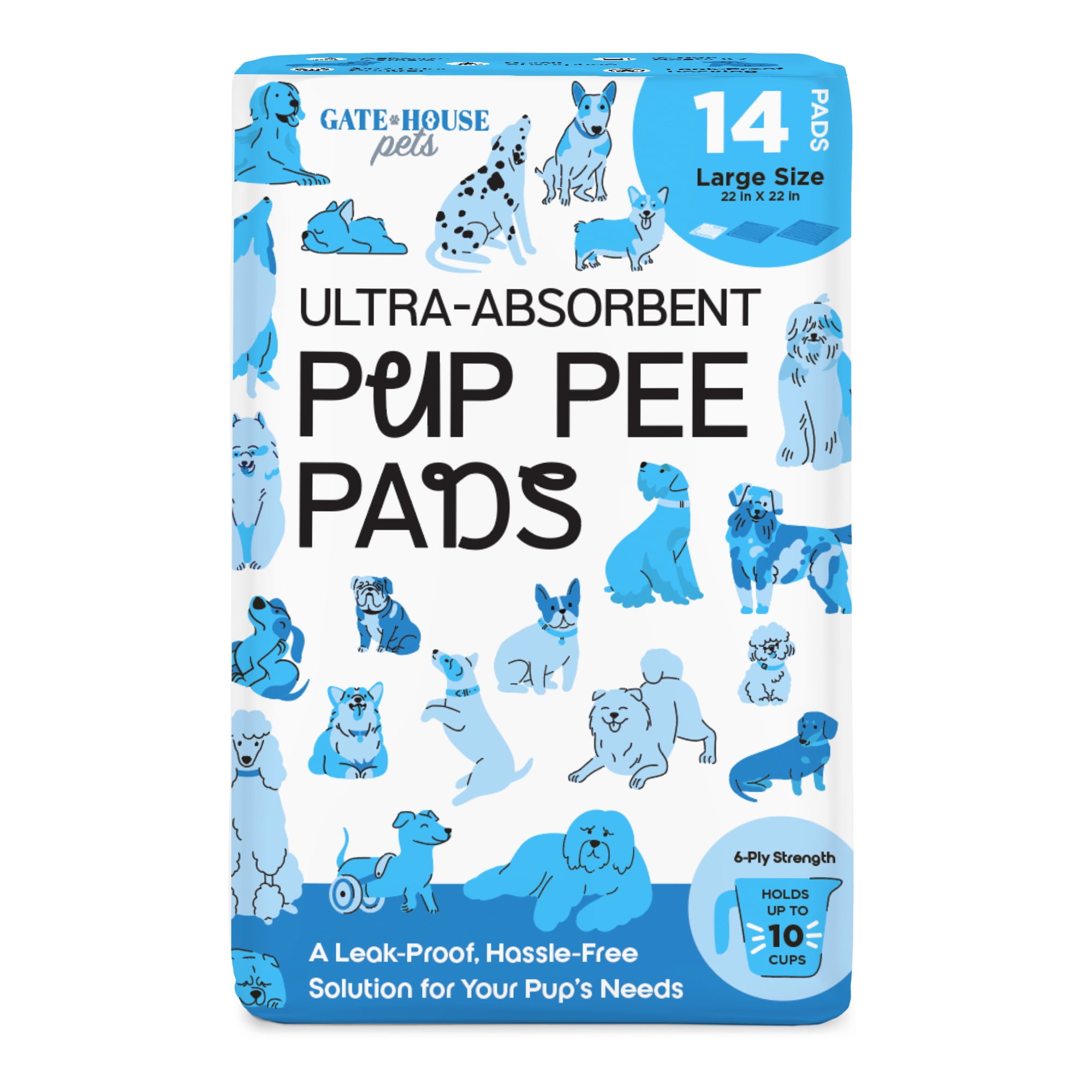 Pup Pee Pads, Ultra Absorbent Dog and Puppy Training Pads, Leak Proof, Adhesive Corners, Size ...