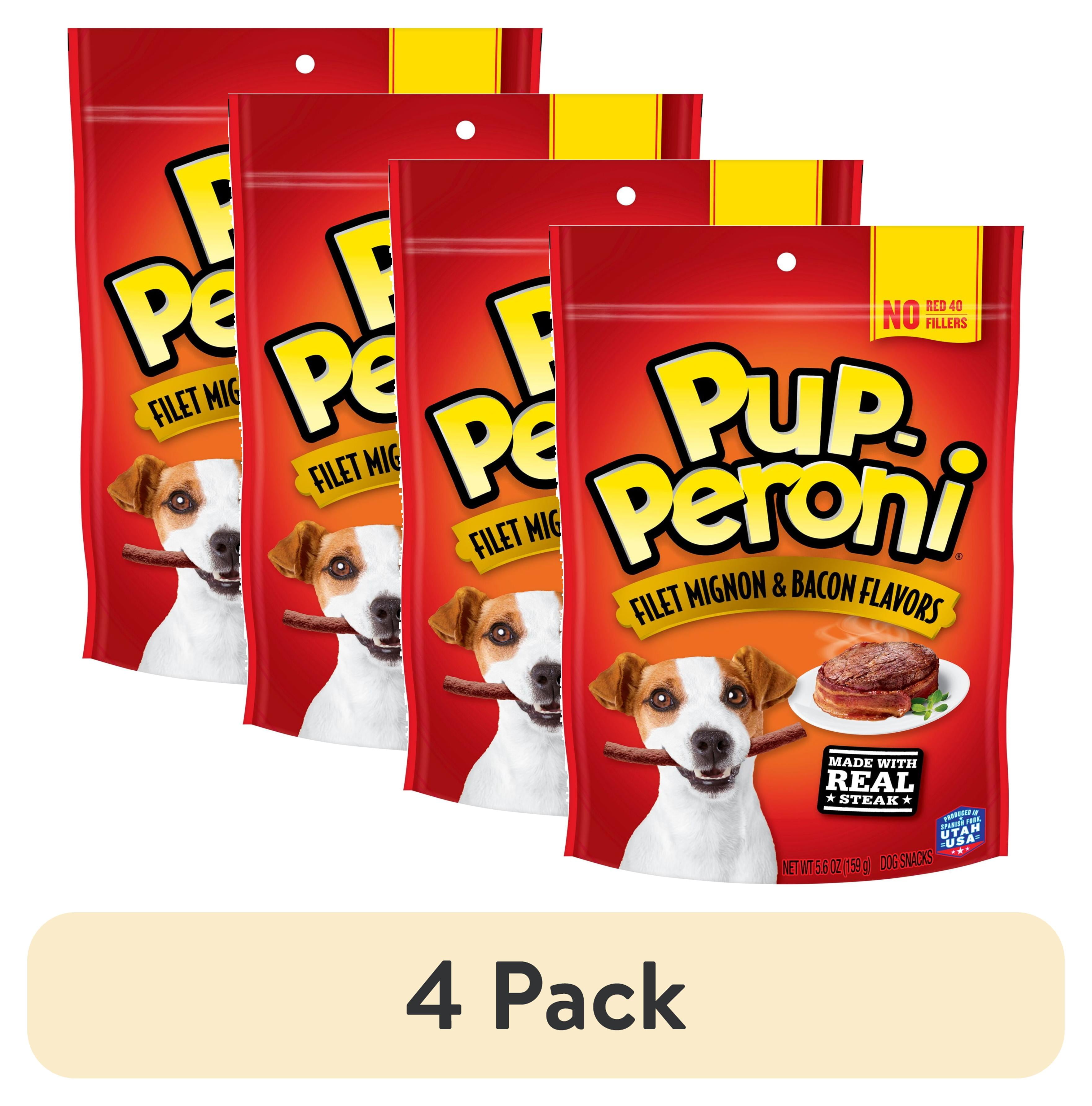 (4 pack) Pup-Peroni Filet Mignon & Bacon Flavors Dog Snacks, 5.6-Ounce ...