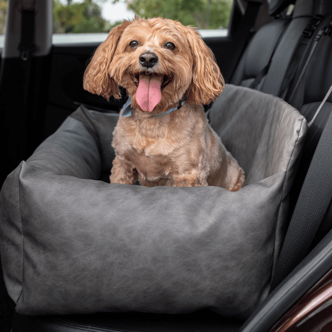 PupProtector? Faux Leather Memory Foam Dog Car Bed - Slate Gray ...