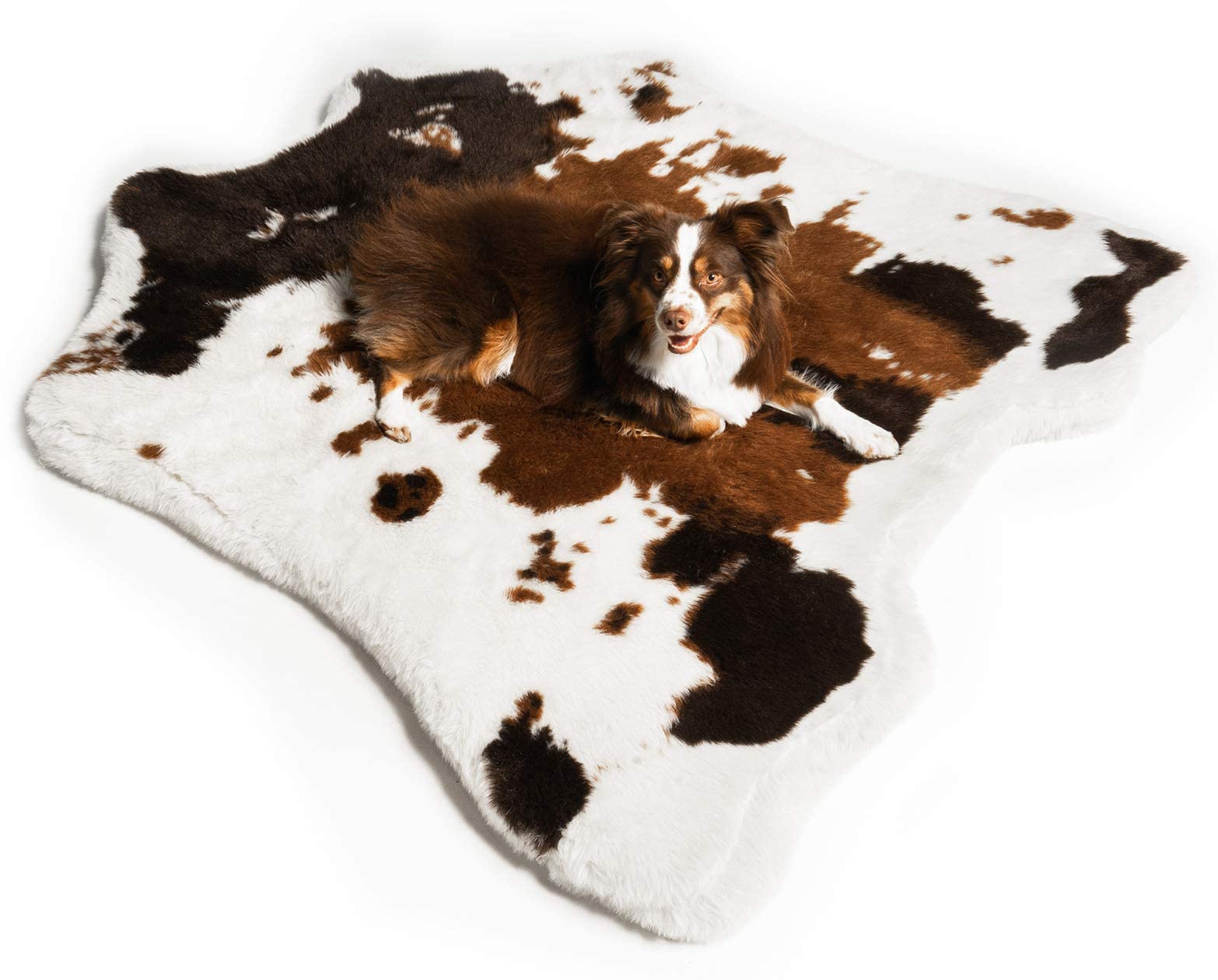 PupRug by Paw.com Animal Print Memory Foam Dog Bed - Brown Faux Cowhide ...